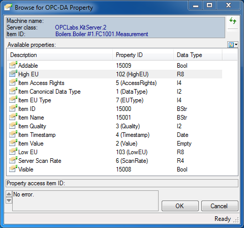 OPC-DA Property Dialog